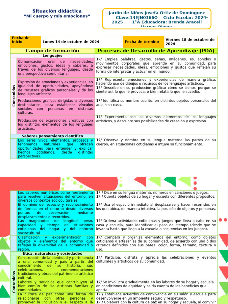 Plan Octubre 1a | PDF | Educación de la primera infancia