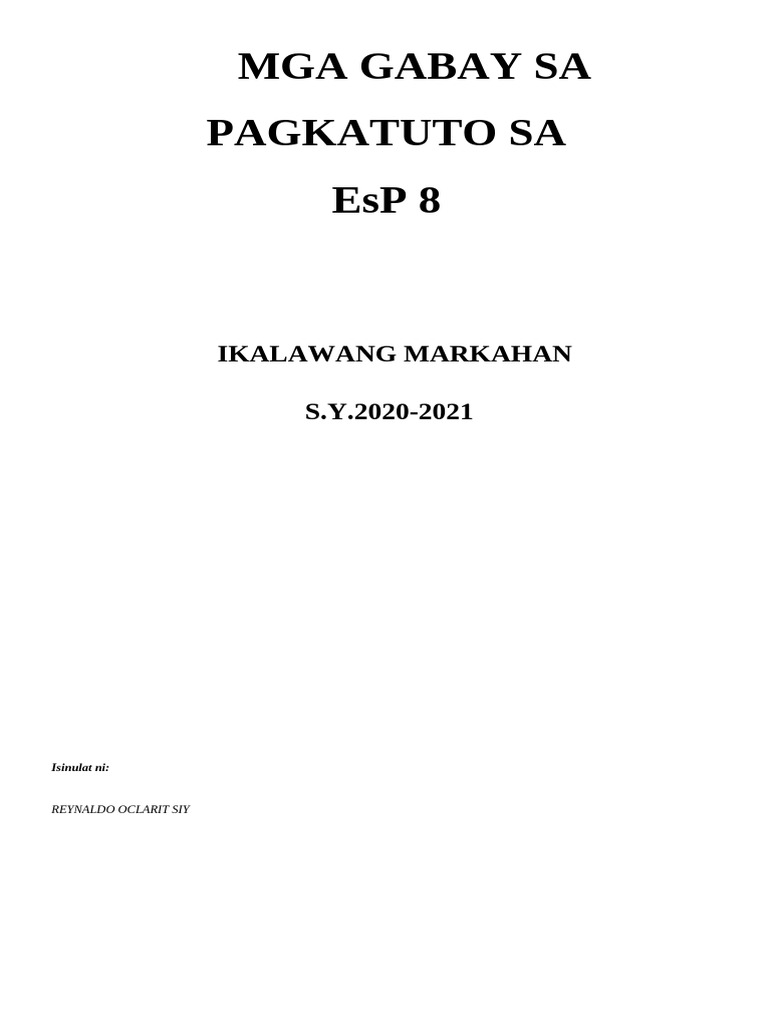 ESP Quarter 2 Week 1 | PDF