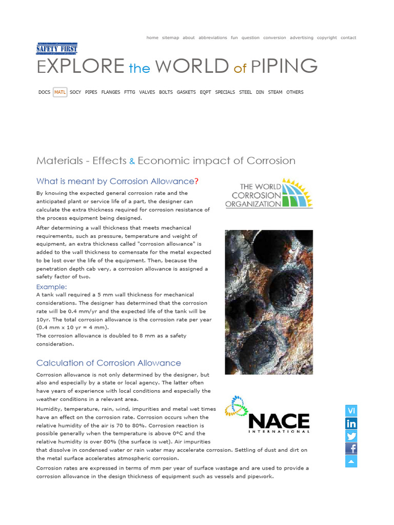 Toaz - Info Corrosion Allowance PR | PDF | Corrosion | Pipe (Fluid ...