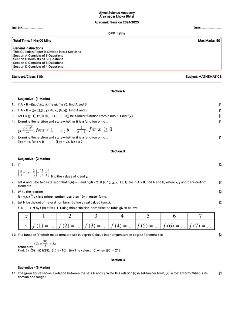 DPP maths | PDF | Function (Mathematics) | Mathematical Analysis