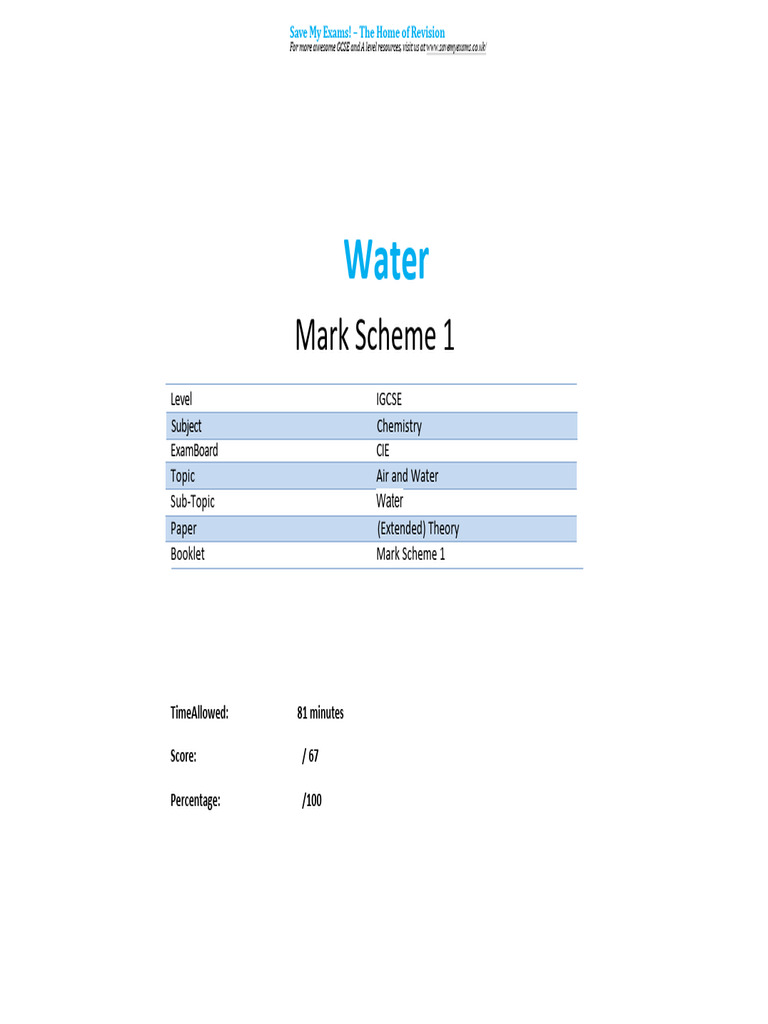 17 Water MS IGCSE CIE Chemistry Extended Theory Paper - L | PDF | Oxide ...