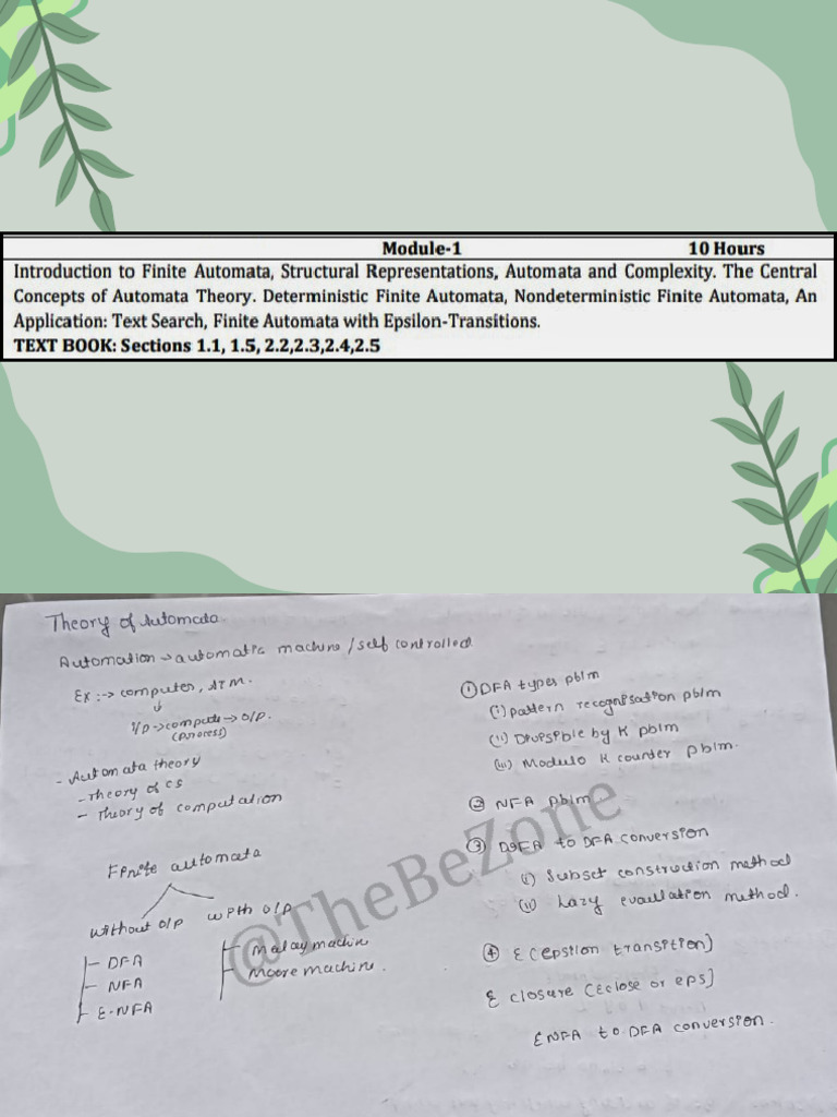 Theory of Computation 1st Module Handwritten | PDF