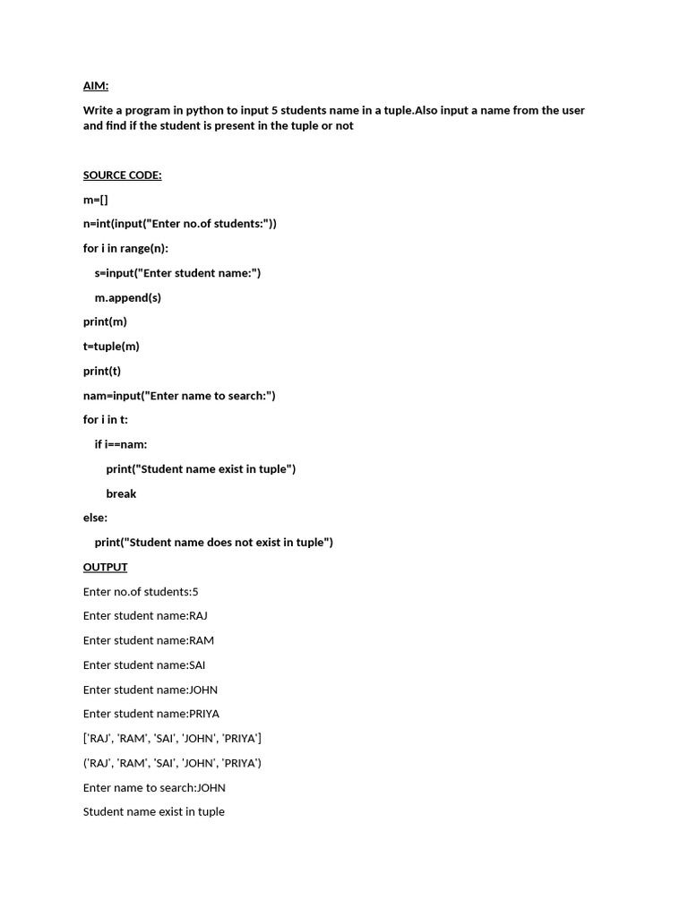 Programsin Tuple | PDF