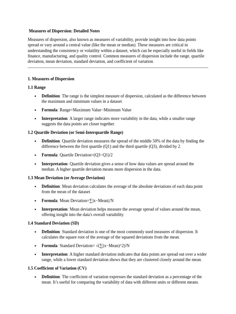 Unit 3 | PDF | Coefficient Of Variation | Standard Deviation