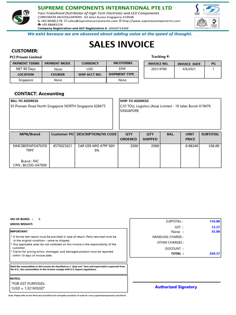 BCI 9786 | PDF | Invoice | Payments
