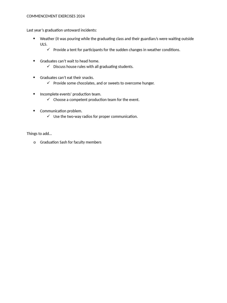 2024 Graduation Ceremony Improvements | PDF