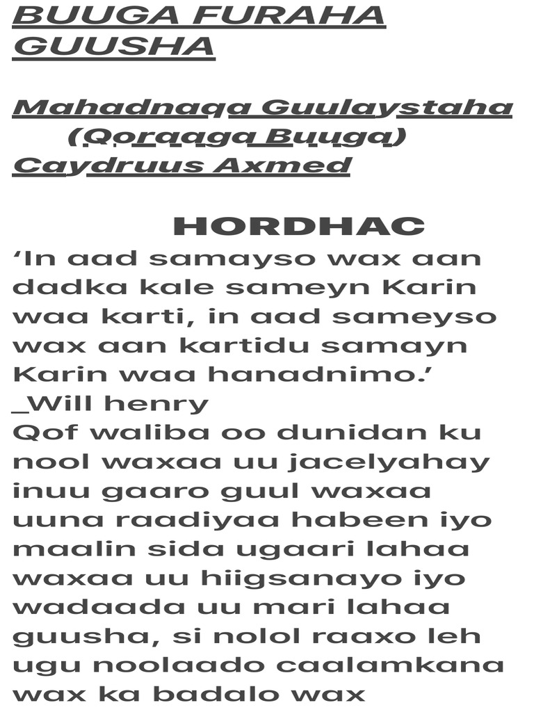 Buuga Furaha Guusha-1 | PDF