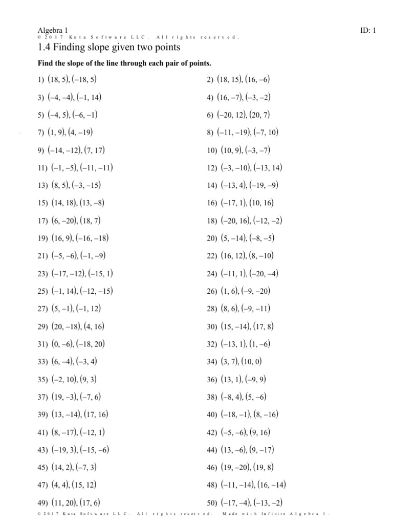 1.4 Finding Slope Given Two Points | PDF