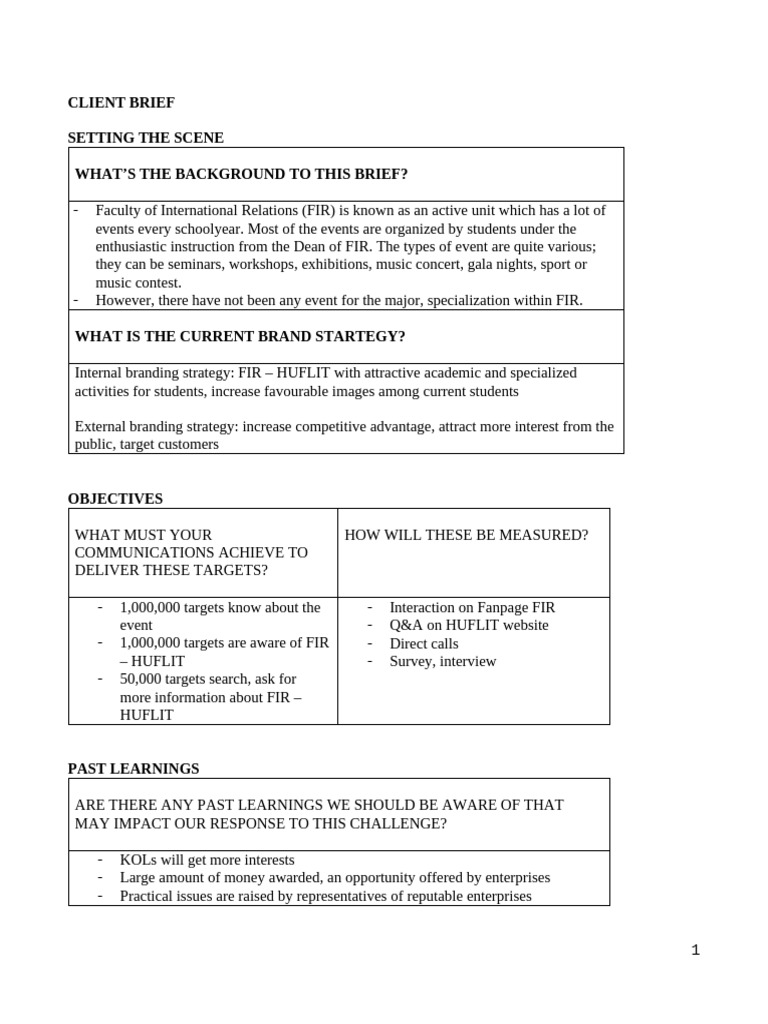 Client Brief 5 | PDF | Brand | Competitive Advantage