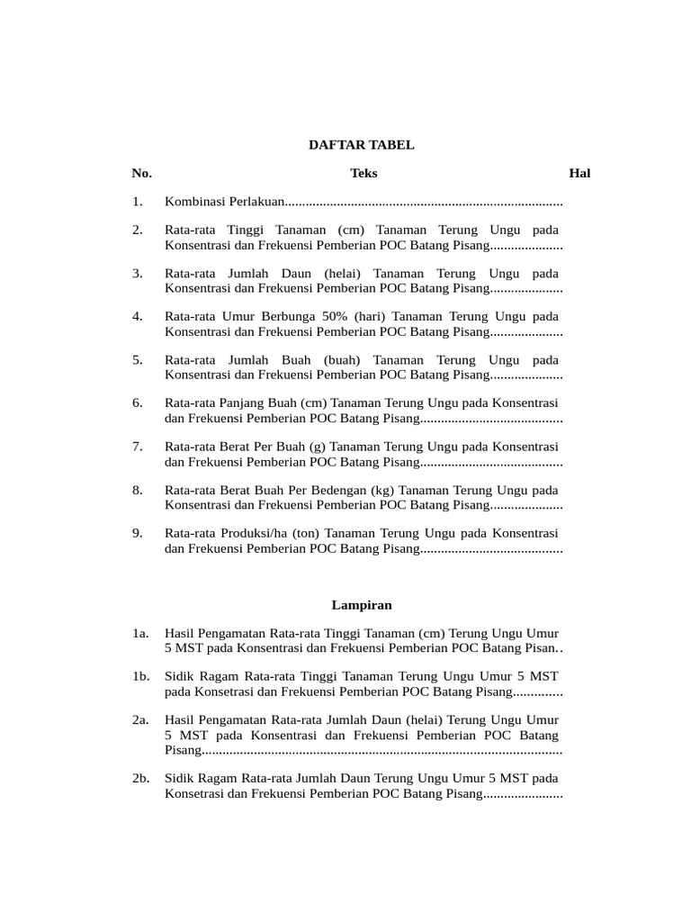 Daftar Tabel Benar | PDF