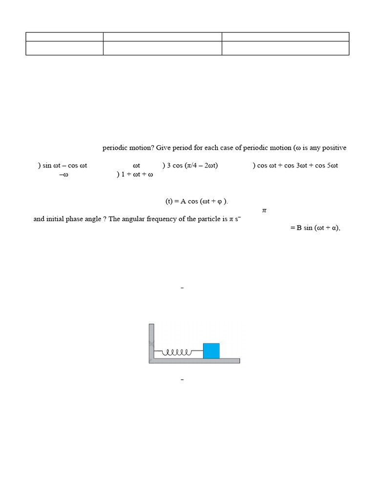 oscillations worksheet | PDF | Oscillation | Pendulum