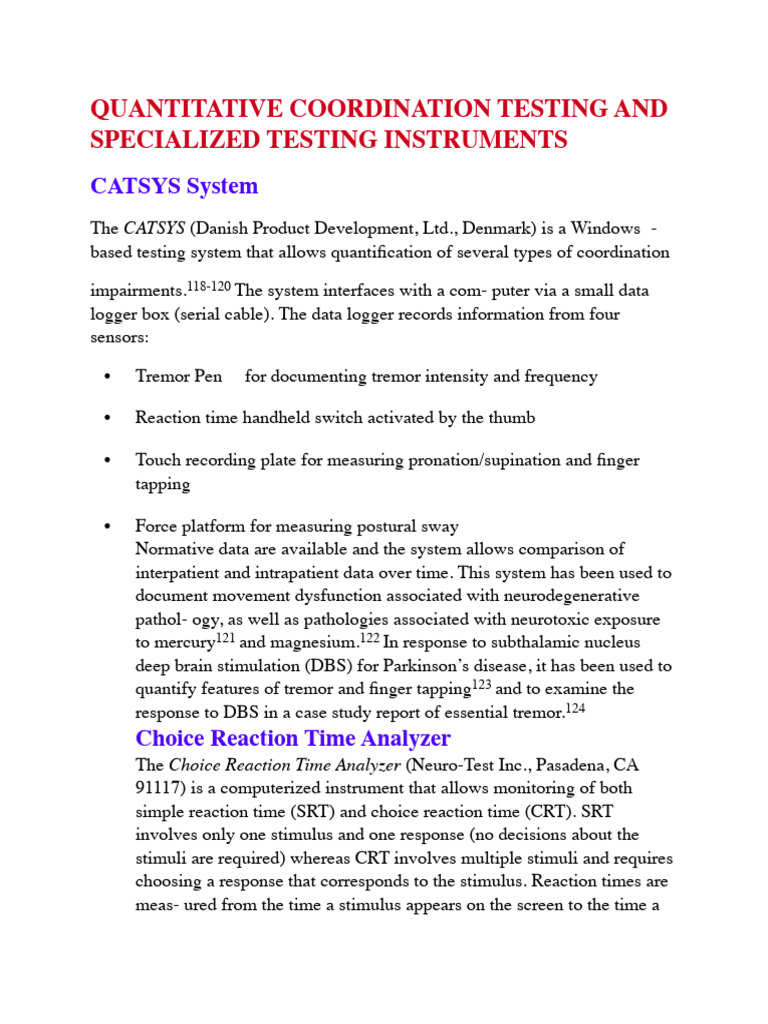 Quantitative Coordination Testing and Specialized Testing Instruments ...