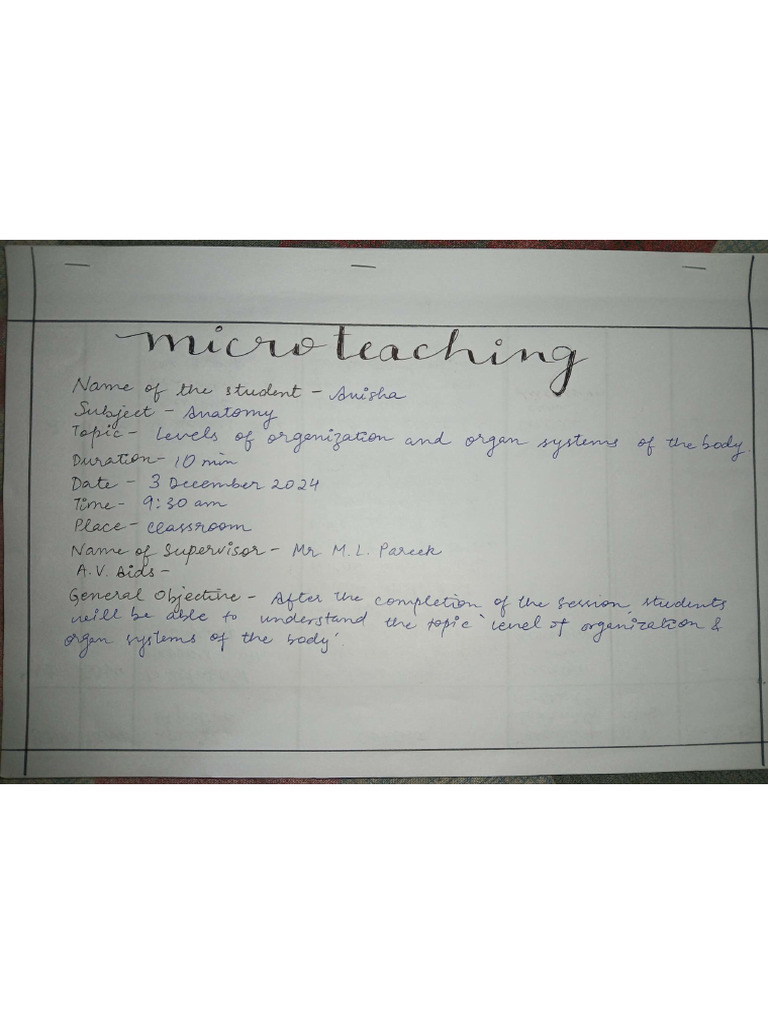 Microteaching Format | PDF