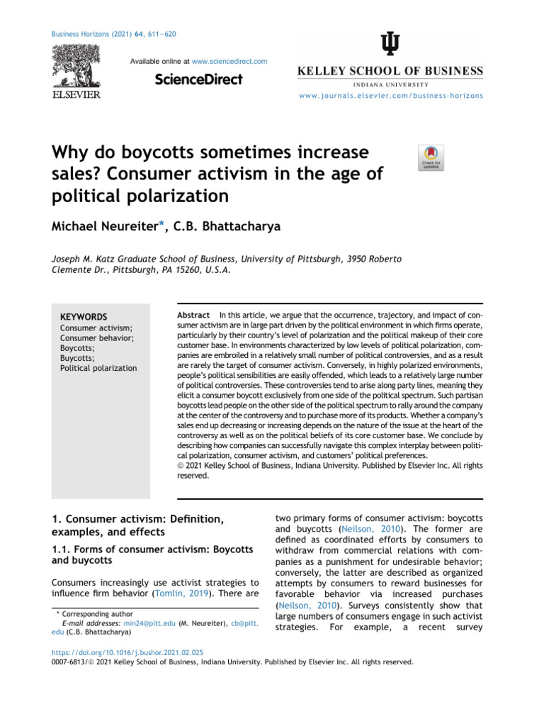 Neureiter & Bhattacharya 2021 Why Do Boycotts Sometimes Increase Sales | PDF | Boycott | Activism