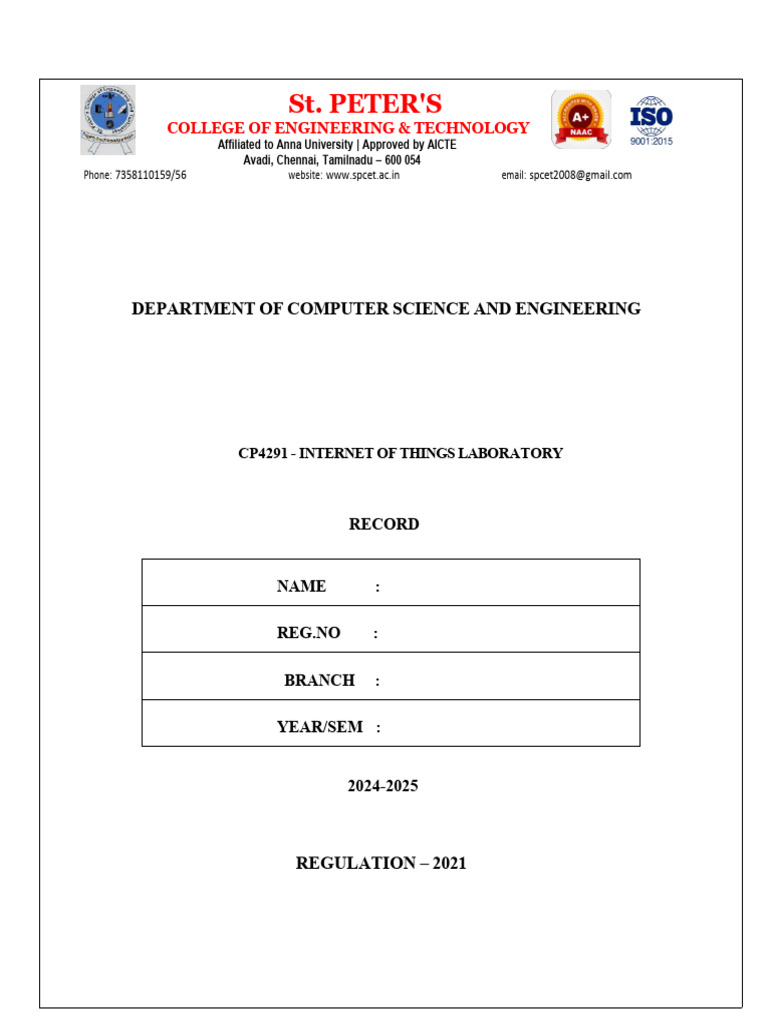 Me Iot Lab Record | PDF | Engineering | Science