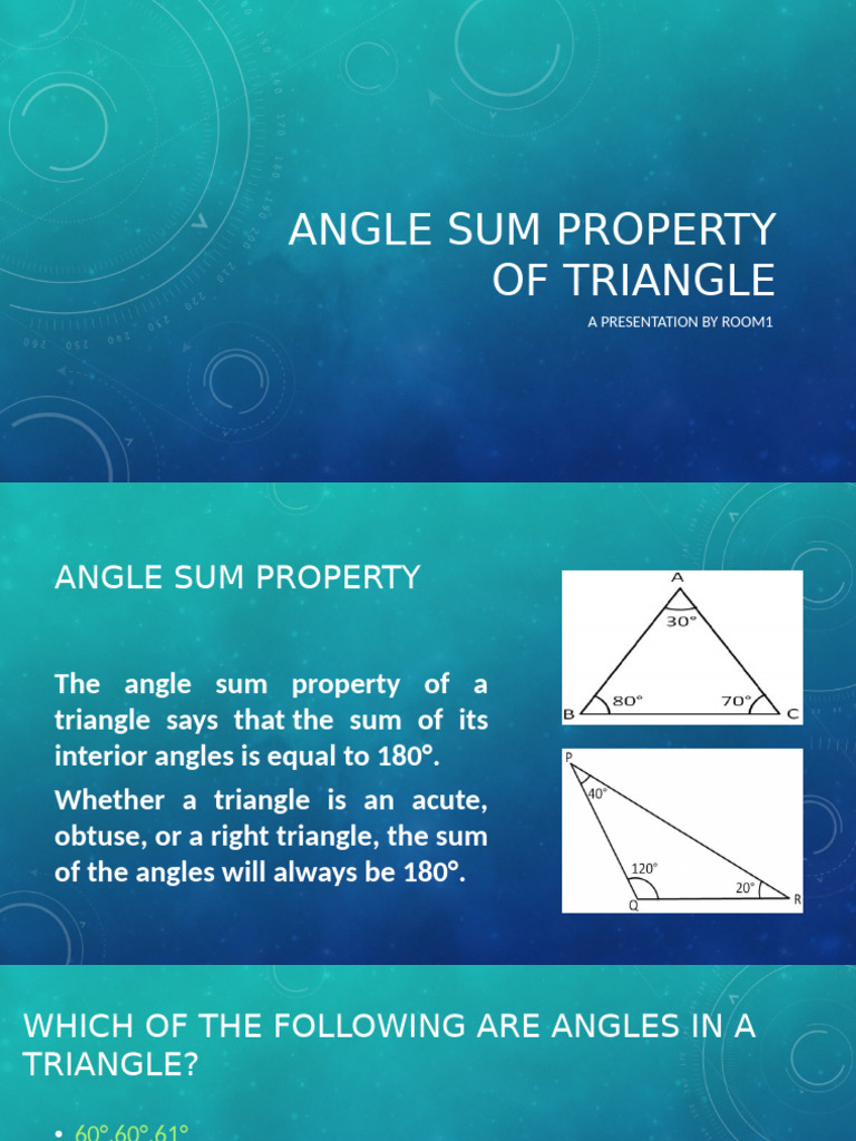 Angle Sum Property of Triangle Class 10 Presentation | PDF