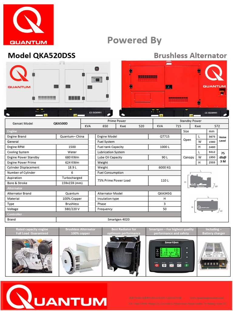 Quantum 520 Kwe generator Catalog | PDF | Engines | Rotating Machines Quantum 520 Kwe generator Catalog | PDF | Engines | Rotating Machines