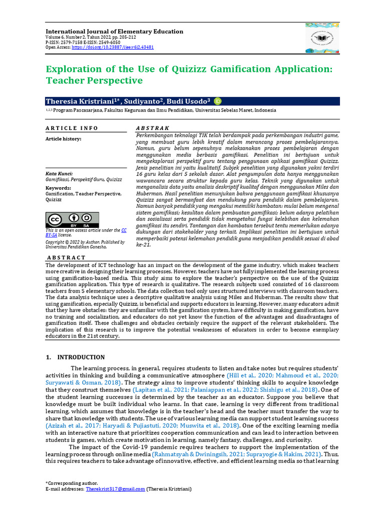 Exploration of The Use of Quizizz Gamification Application Teacher Perspective | PDF | Learning ...