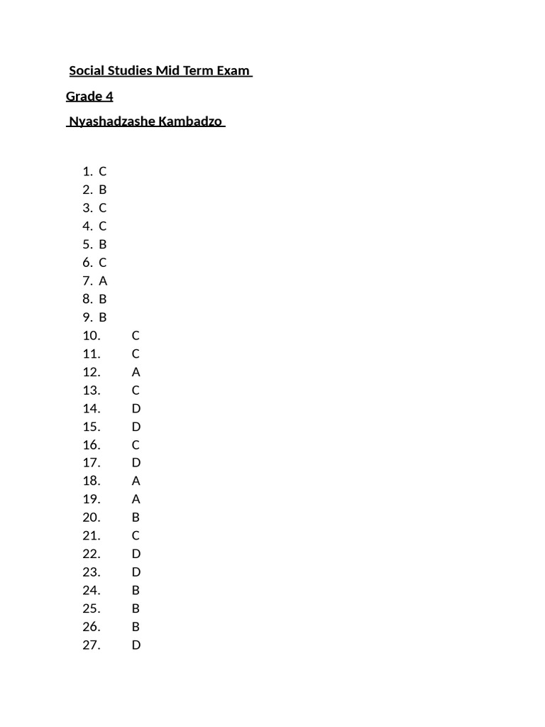 Social Studies Mid Term Exam | PDF