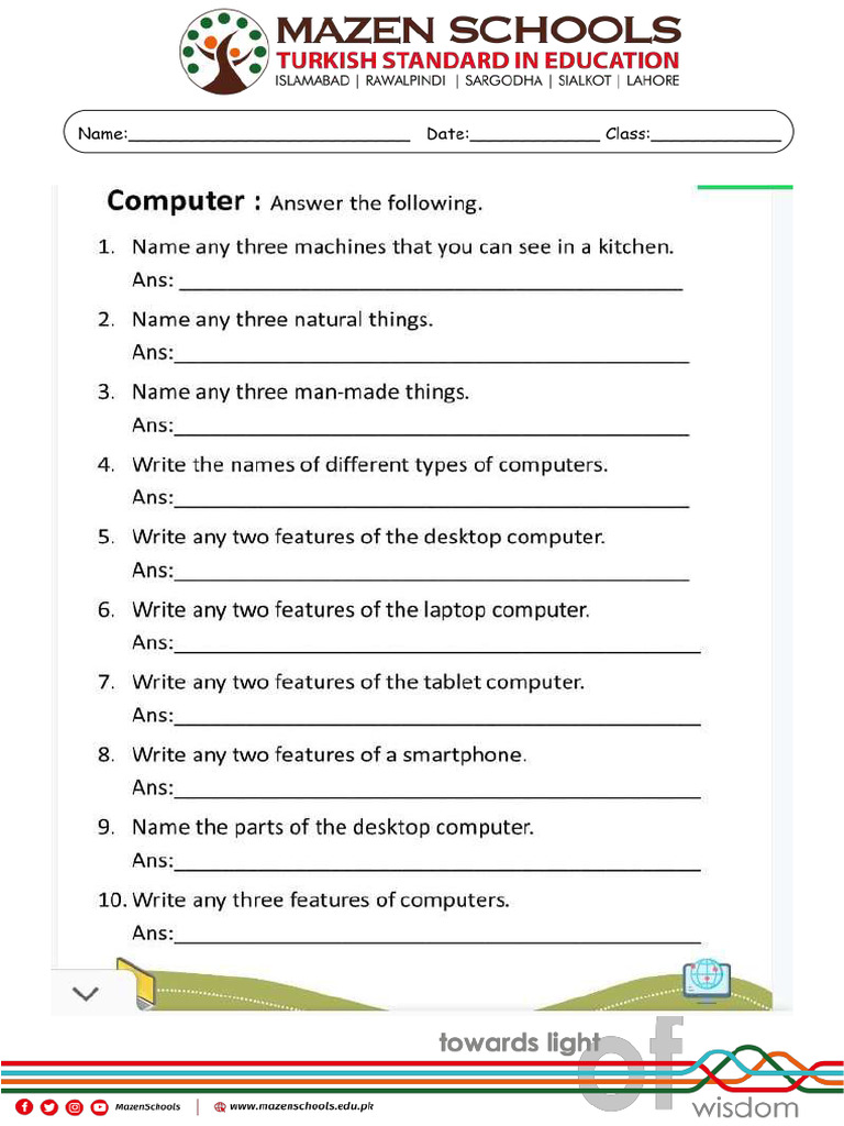Work Sheet ICT Grade1-2 | PDF