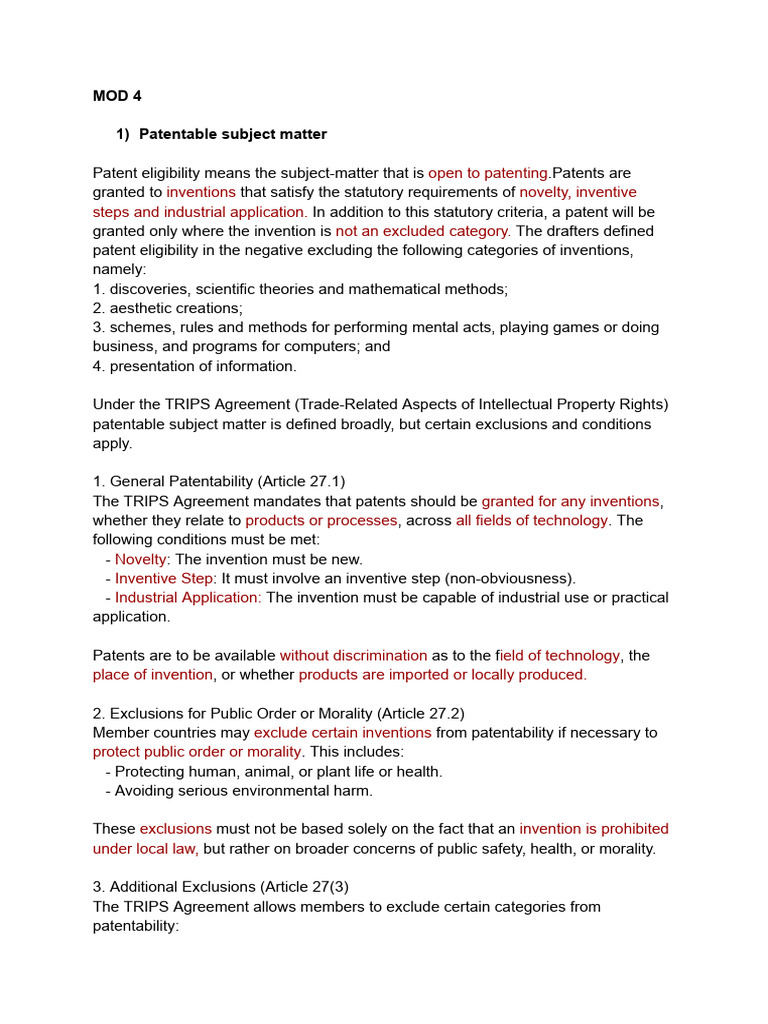 patent mod 4 | PDF | Patent | Glossary Of Patent Law Terms