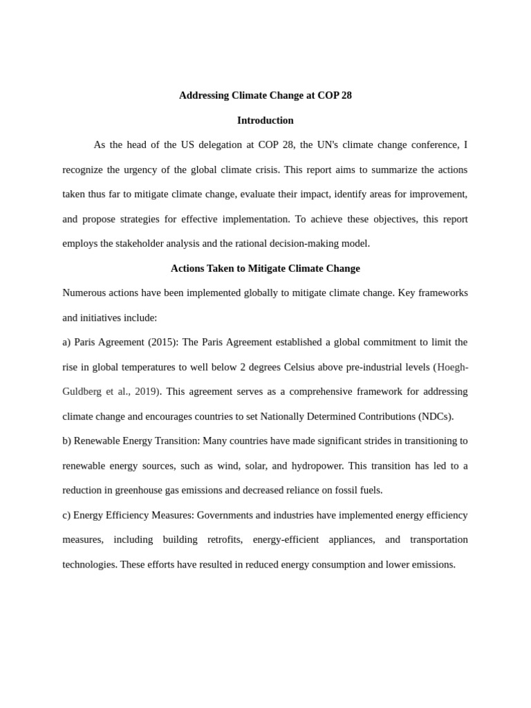 Addressing Climate Change at COP 28 | PDF | Climate Change Mitigation ...