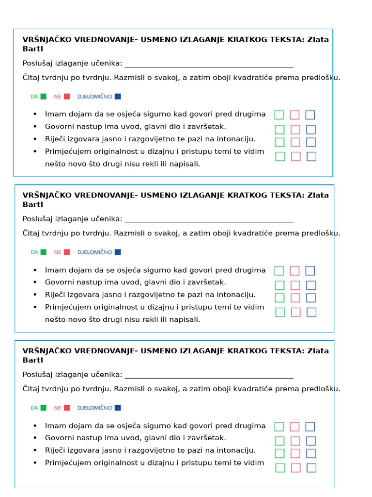 Govor Vrednovanje | PDF