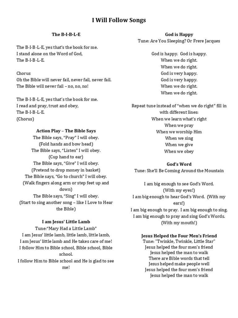 I Will Follow Songs | PDF | Jesus