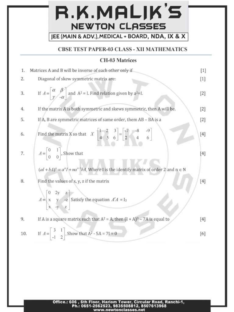 Matrices T3 NN | PDF