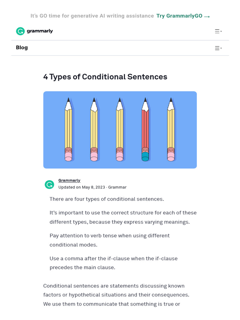 Four Types of Conditional Sentences | PDF | Linguistics | Grammar