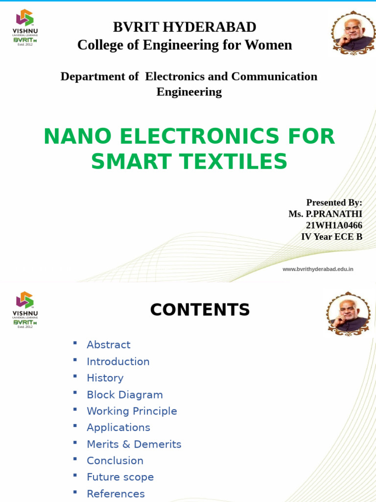 Nanoelectronics in Smart Textiles | PDF | E Textiles | Nanotechnology
