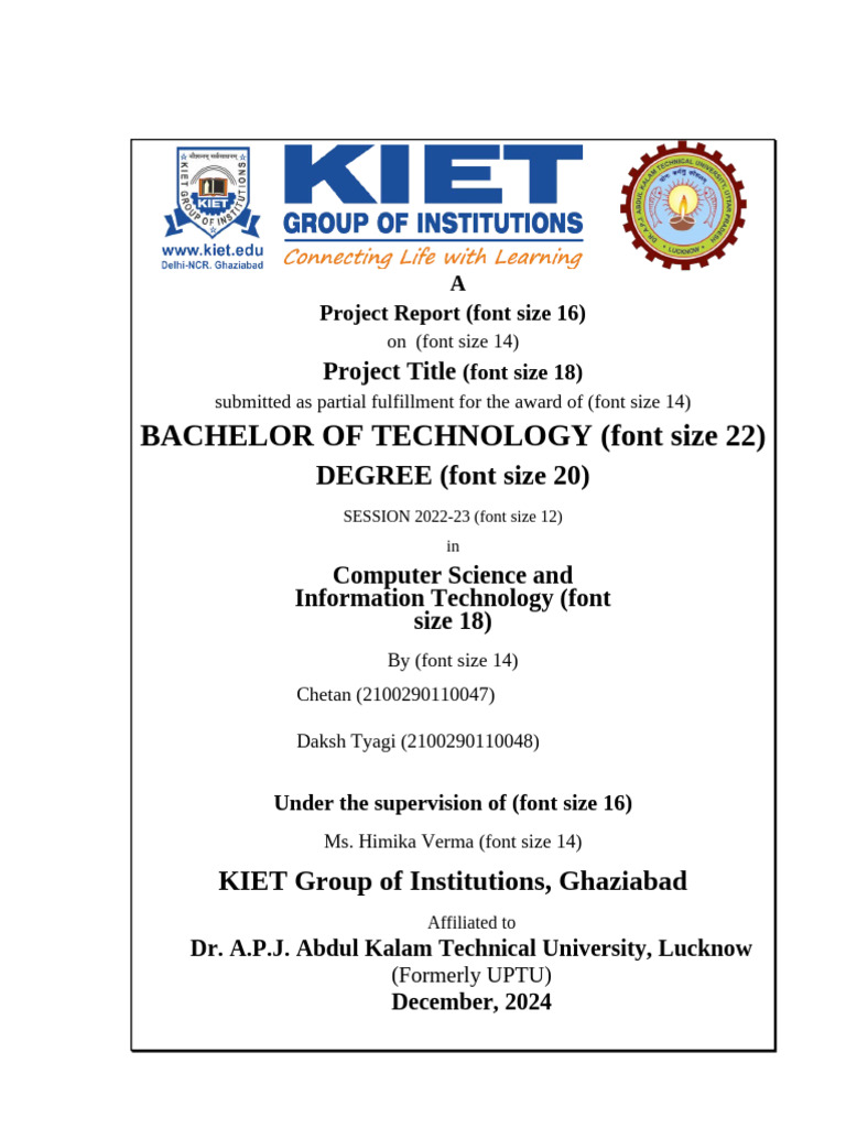 Final Project Report Format KIET CLG | PDF | Deep Learning | Artificial Neural Network