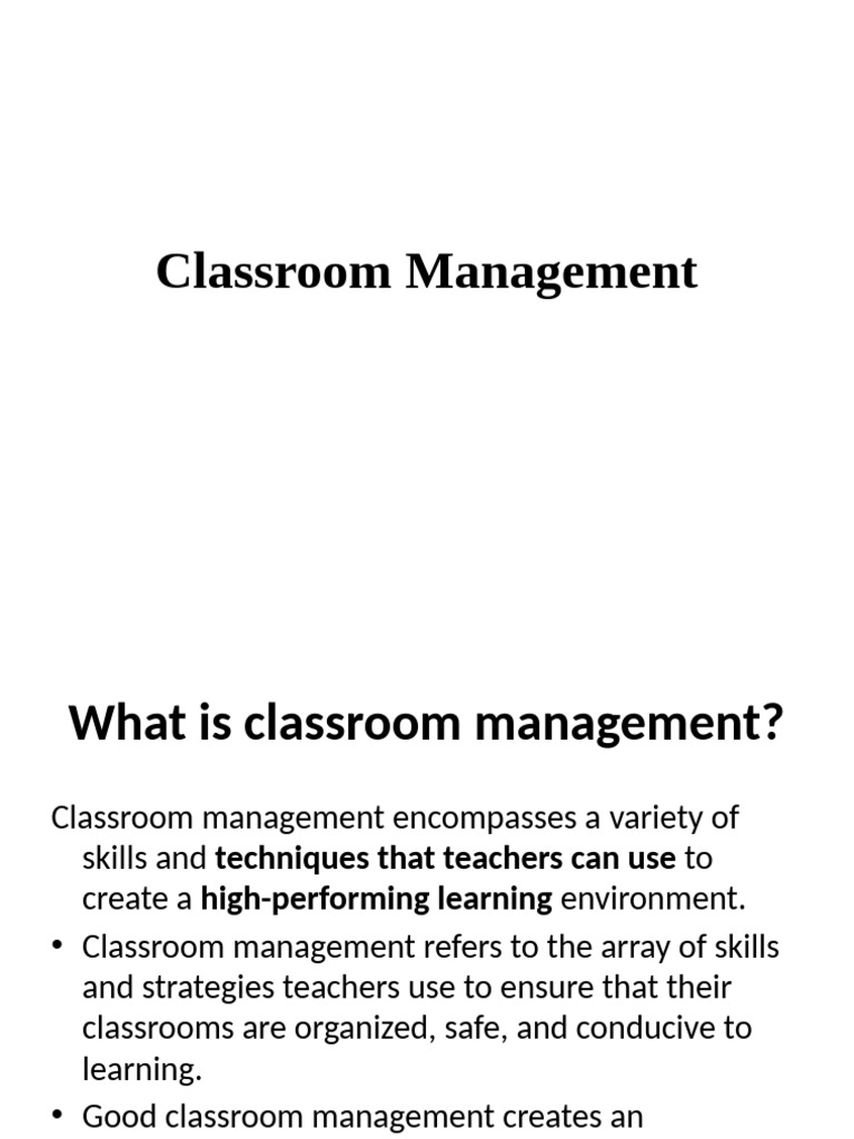 Classroom Management Components Explained | PDF | Classroom Management ...