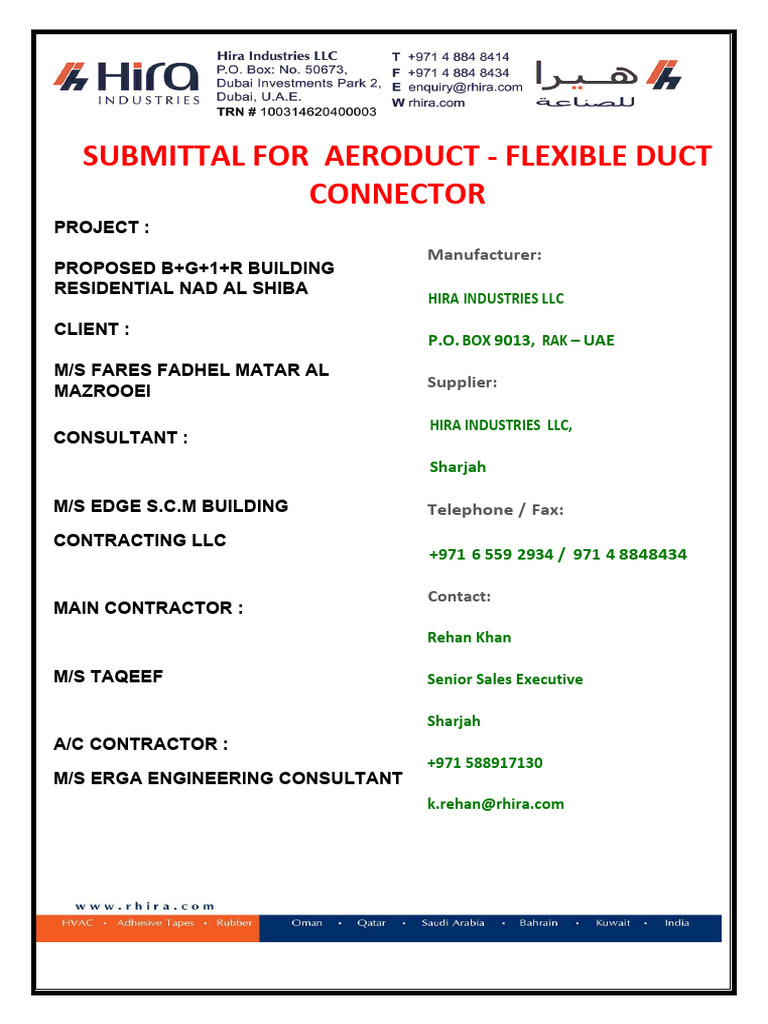 FLEXIBLE DUCT Connector | PDF | Specification (Technical Standard) | Building Insulation