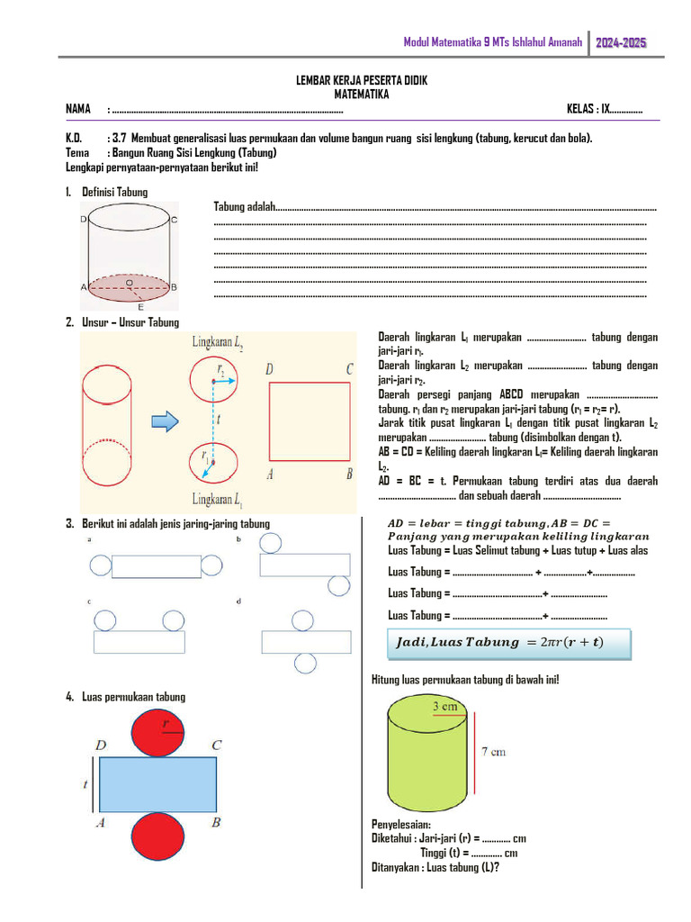 LKPD 1 BRSL TABUNG | PDF