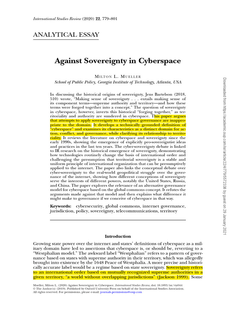 Against Sovereignty in Cyberspace | PDF | Internet Protocol Suite ...
