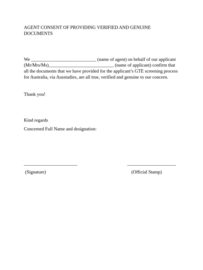 Verified Documents Consent Form | PDF