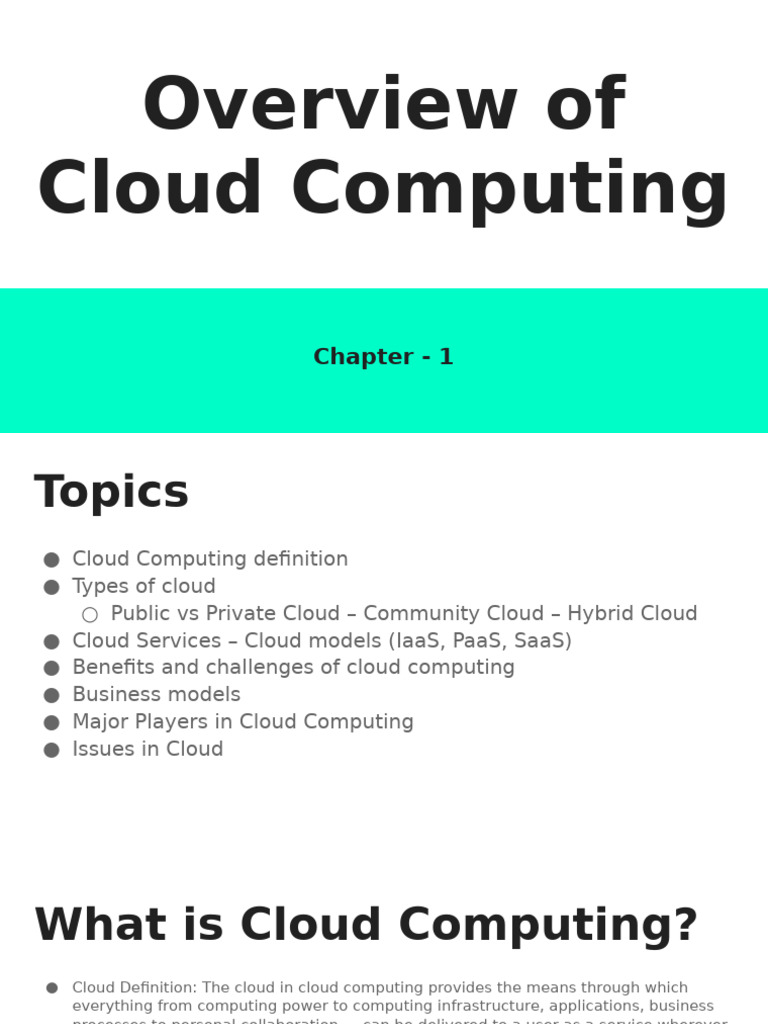 Overview of Cloud Computing: Chapter - 1 | PDF | Cloud Computing | Platform As A Service