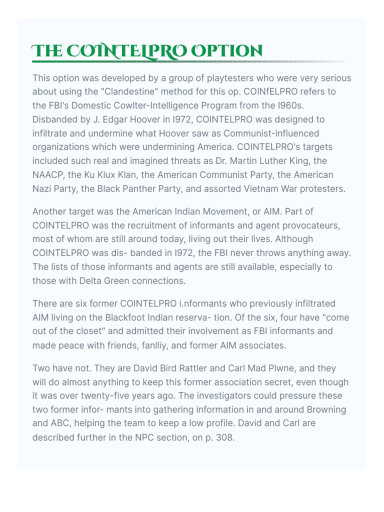 Z07.option. The COINTELPRO Option | PDF