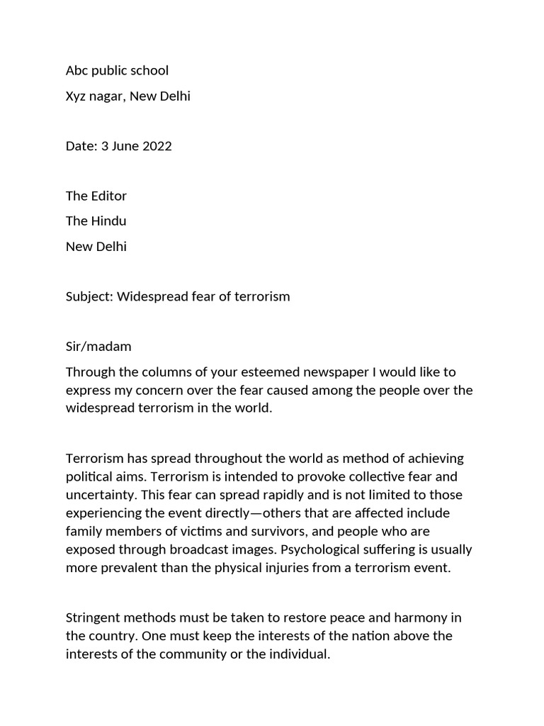 Fear of Global Terrorism | PDF