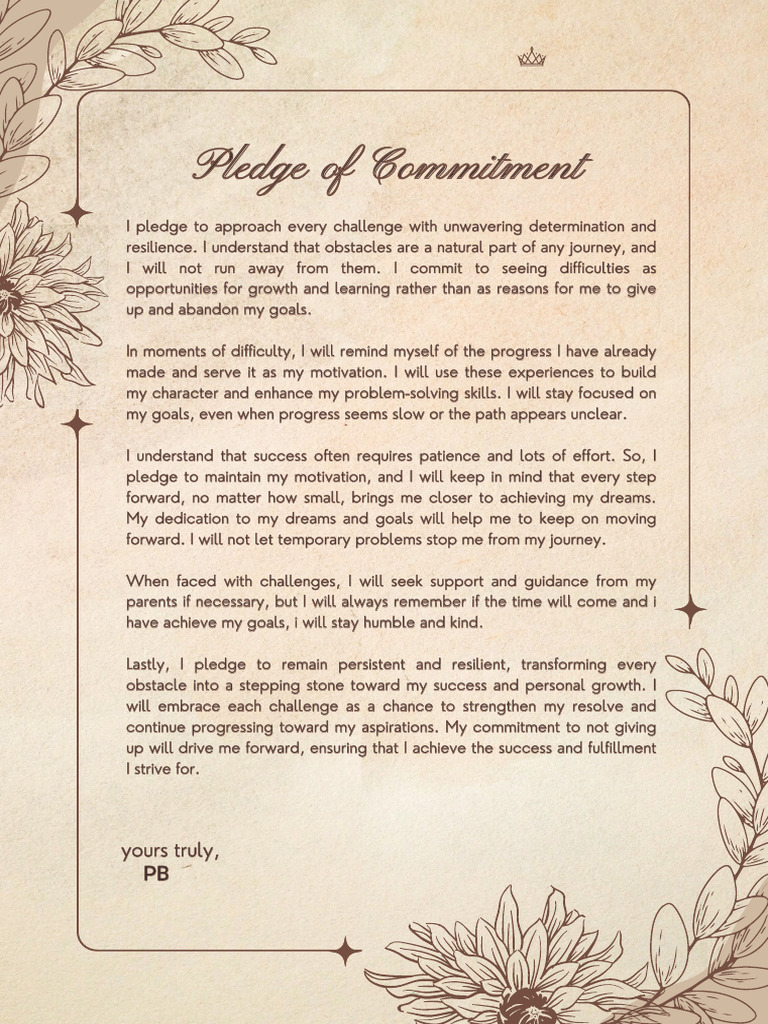 Resilience and Commitment Pledge | PDF