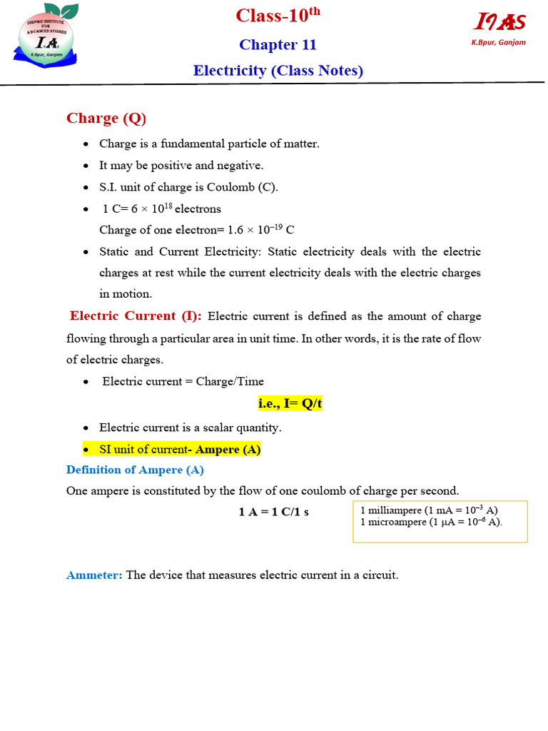 Electricity Note 082016 | PDF | Electrical Resistance And Conductance ...