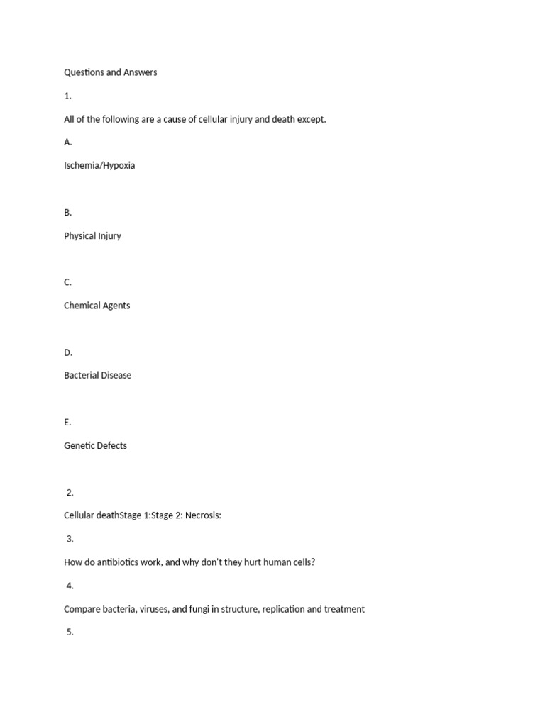 Pathology V Questions and A | PDF | Infection | Sepsis