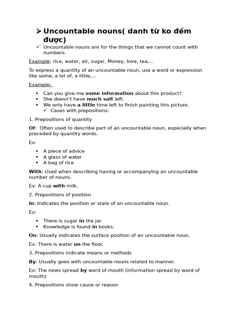 Uncountable Nouns | PDF