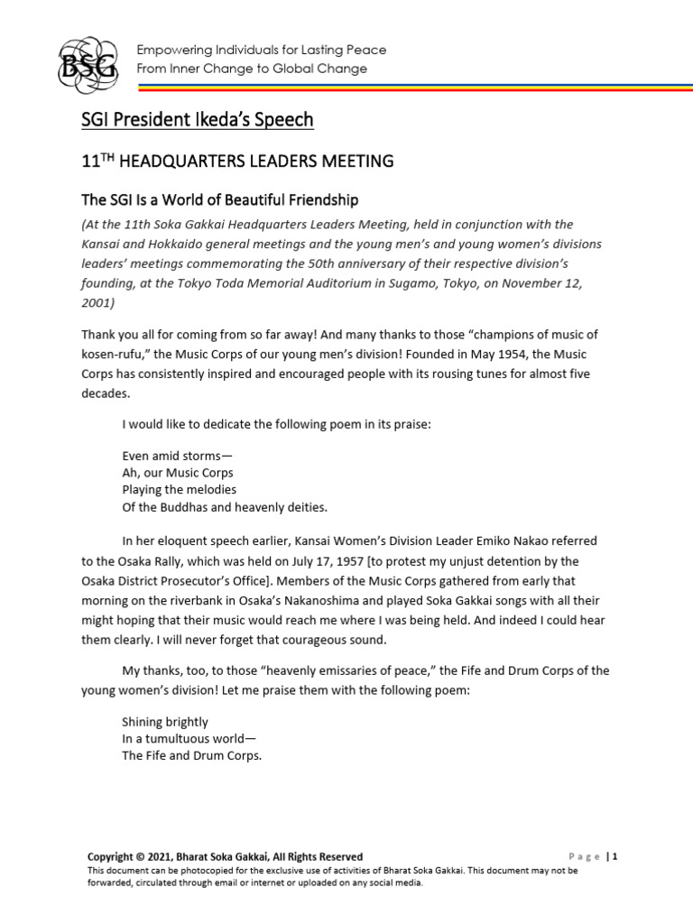 The Sgi Is A World of Beautiful Friendship | PDF