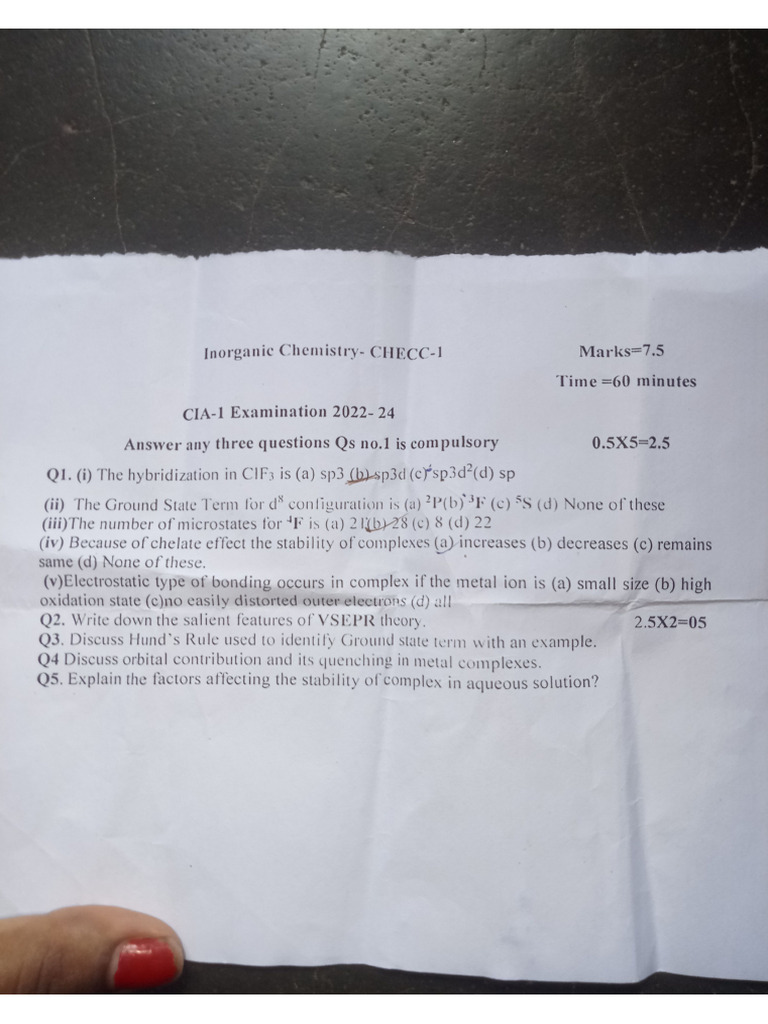 CIA I 1st semester (2022 - 24) | PDF