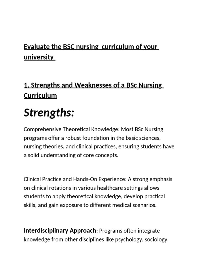 Bsc Nursing Curriculum | PDF | Nursing | Curriculum