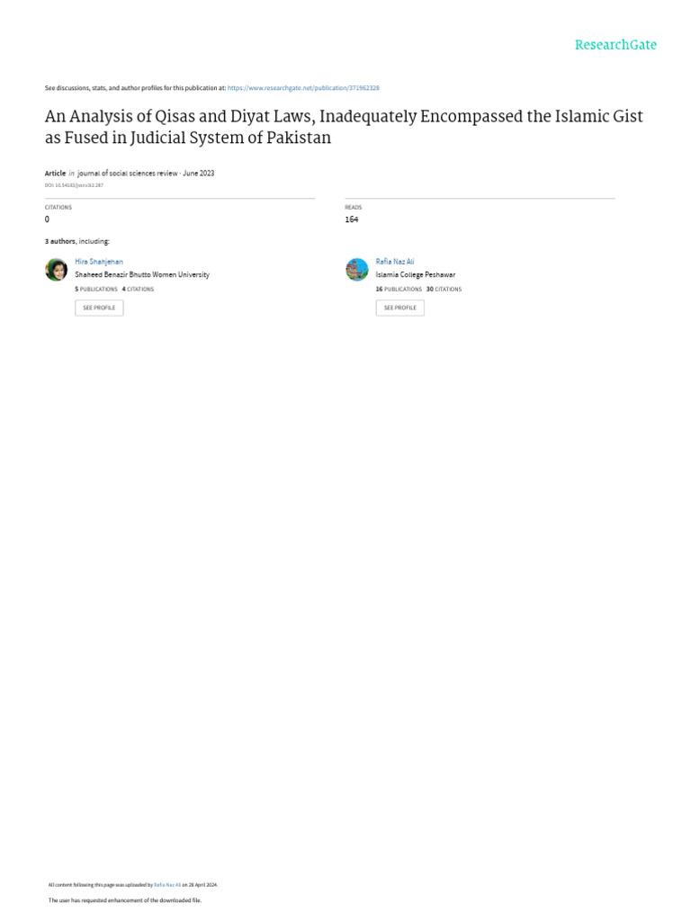 48 An Analysis of Qisas and Diyat Laws Johat Wajahat | PDF | Sharia ...