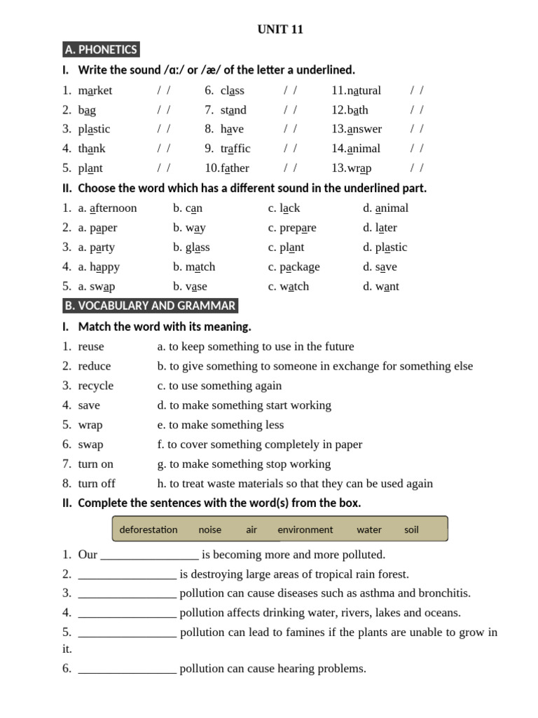 UNIT 11 | PDF | Recycling | Reuse