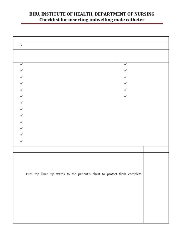 Checklist for Male Catheter | PDF | Catheter | Urology